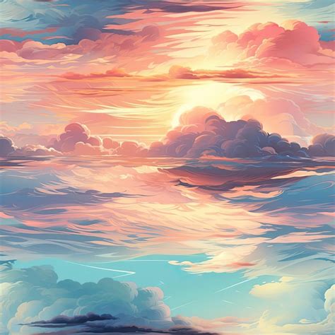 Premium AI Image Sunset Clouds In Intricate Psychedelic Landscapes With Masterful Shading Tiled