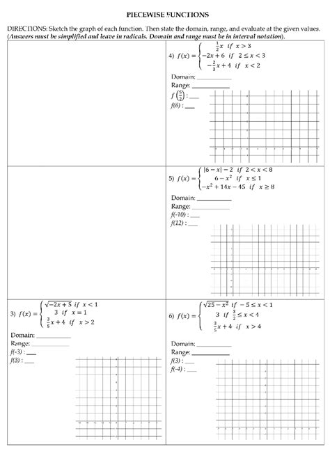 solved piecewise functions directions sketch the graph of