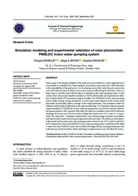 Simulation Modeling And Experimental Validation Of Solar Photovoltaic