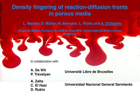 Ppt Density Fingering Of Reaction Diffusion Fronts In Porous Media Powerpoint Presentation