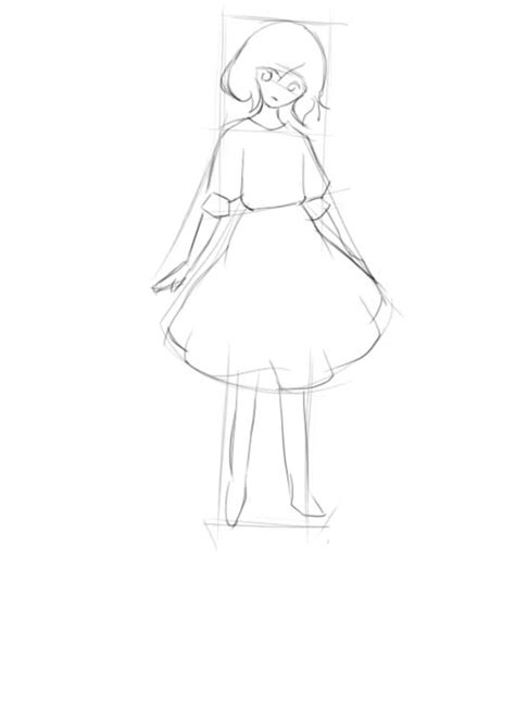 Как нарисовать девушку в платье поэтапно в