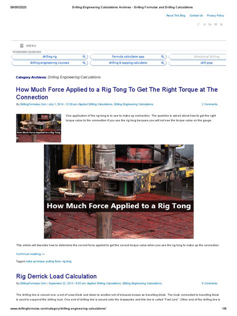 Drilling Engineering Calculations Archives Drilling Formulas And Drilling Calculations Pdf