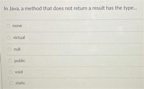 Solved In Java A Method That Does Not Return A Result Has