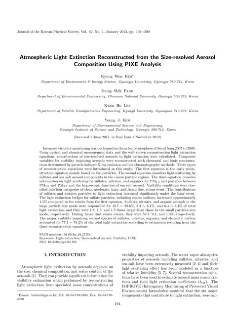 Pdf Atmospheric Light Extinction Reconstructed From The Size Resolved
