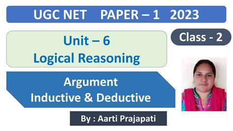 UGC NET PAPER Logical Reasoning Unit Class By Aarti Prajapati YouTube