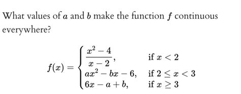 Solved What Values Of A And B ﻿make The Function F