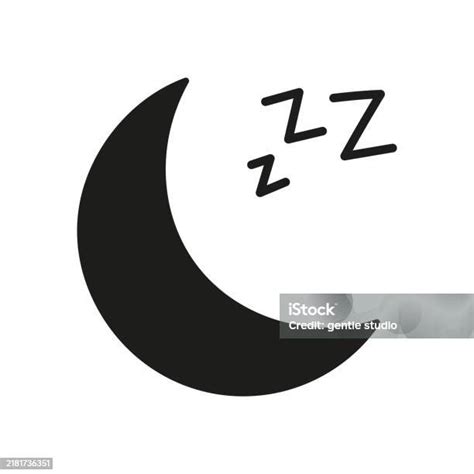 초승달 Zzz 실루엣 아이콘 야간 수면 글리프 기호입니다 평화로운 밤 휴식 고립 된 벡터 일러스트 레이 션 아이콘에 대한 스톡 벡터 아트 및 기타 이미지 Istock