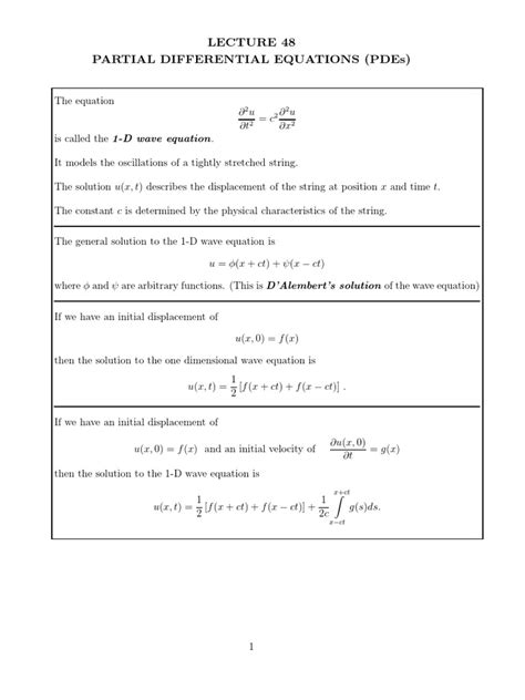 Partial Differential Equations Pdes Pdf Partial Differential
