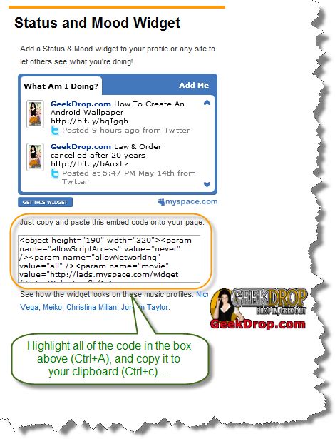 How To Add The Myspace Mood Widget To Your Profile