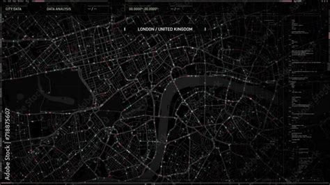 Vidéo Stock Modern English City Road Map Analysis By Surveillance System Tracking Vehicles On