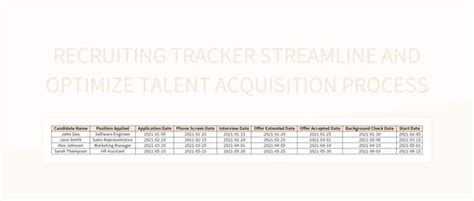 Recruiting Tracker Streamline And Optimize Talent Acquisition Process