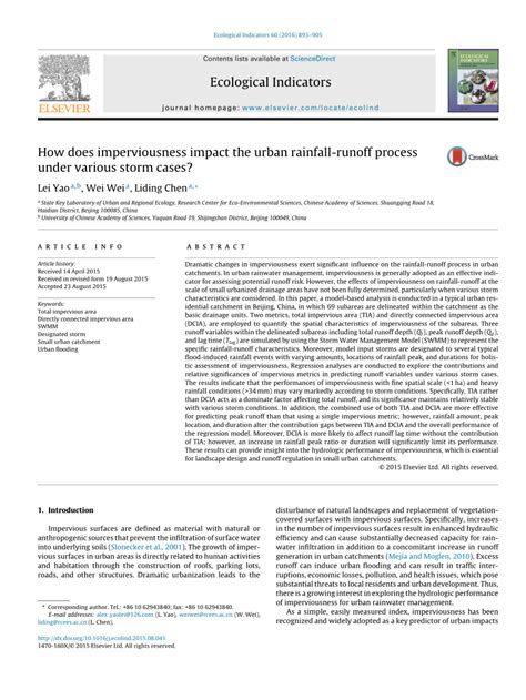 Pdf How Does Imperviousness Impact The Urban Rainfall Runoff Process