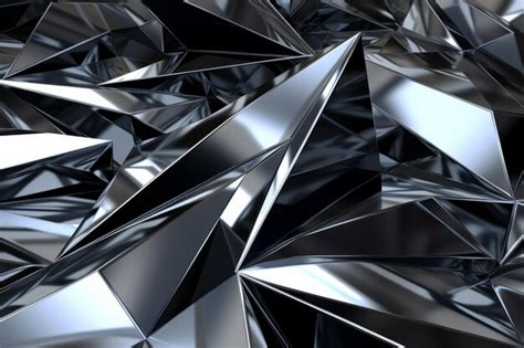Premium Ai Image Abstract Metallic Black Silver Triangular Pattern 3d Render Illustration Of