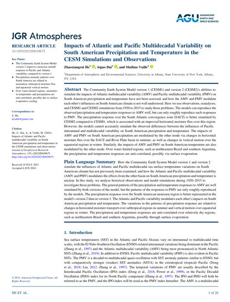 Impacts Of Atlantic And Pacific Multidecadal Variability On South