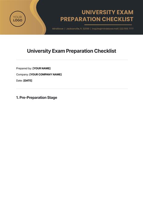 Free University Exam Preparation Checklist Template To Edit Online