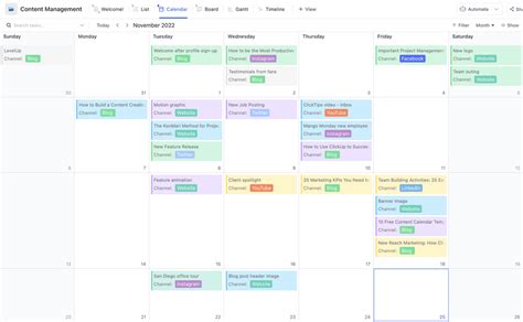 Youtube Content Calendar Template Template By ClickUp