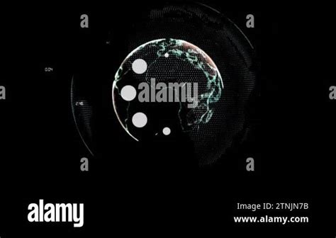 Animation Of Globe And Loading Circles Data Processing Over Black
