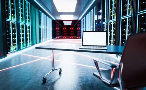 Admin Computer In Network Server Room Or Data Center Stock Illustration Illustration Of