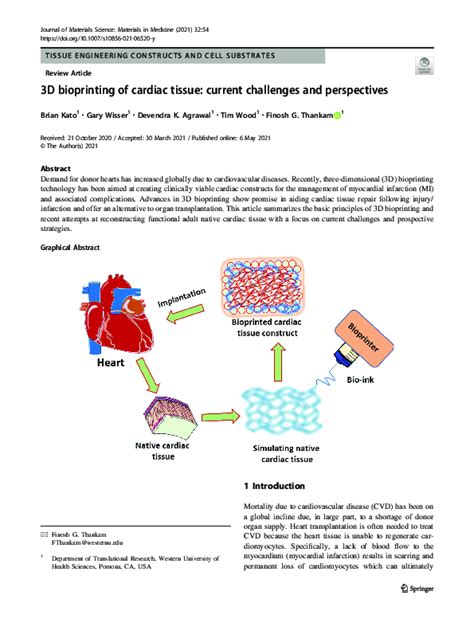Pdf 3d Bioprinting Of Cardiac Tissue Current Challenges And Perspectives Gary Wisser