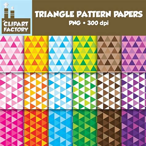 Clip Art Fun Triangle Pattern Backgrounds 18 Digital Papers Etsy