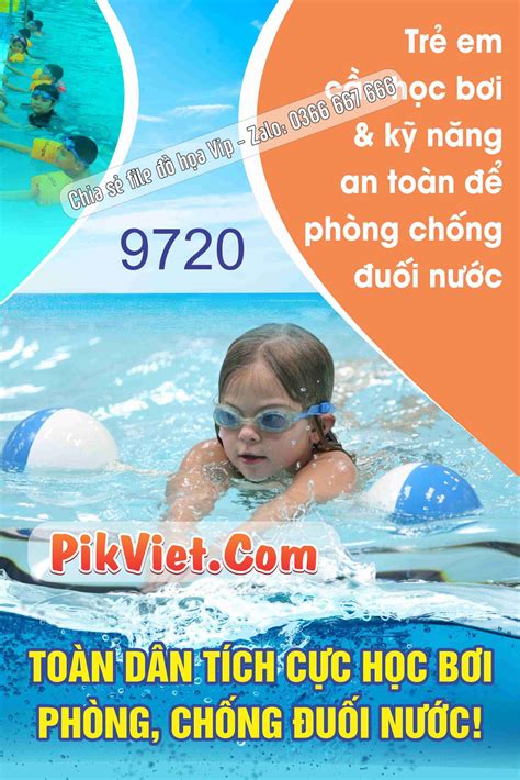 Mã 120951 Băng Rôn Tuyên Truyền Học Bơi để Phòng Chống đuối Nước