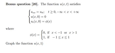 solved bonus question [20] the function u x t satisfies