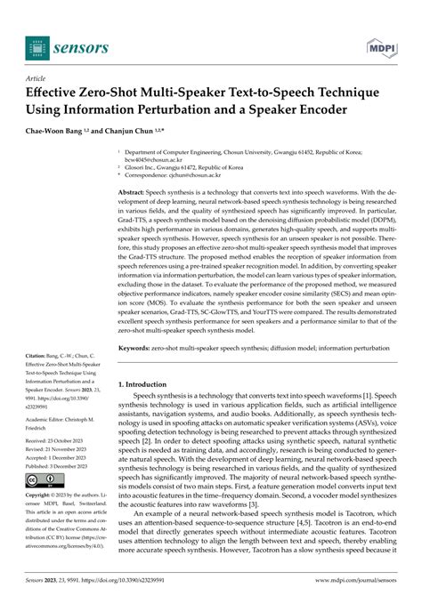 Pdf Effective Zero Shot Multi Speaker Text To Speech Technique Using Information Perturbation