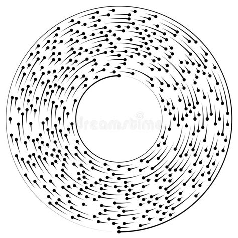Segmented Circular Concentric Circle Element With Nodes Stock Vector