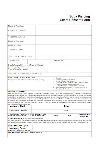 Free 30 Piercing Consent Forms Download How To Create Guide Tips