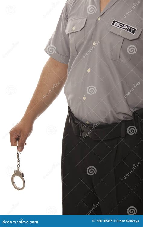 Steel Handcuffs And Security Guard Stock Image Image Of Detain Busted 25010587