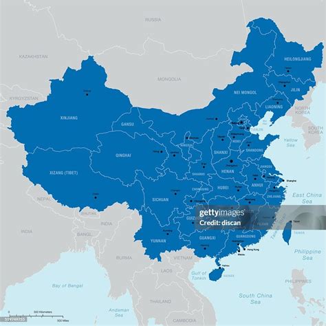 China Karte Mit Regionen Und Städte Der Hauptstadt Stock Illustration