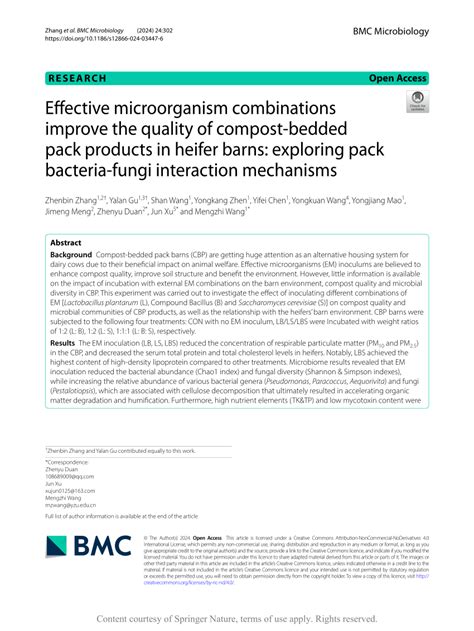 Pdf Effective Microorganism Combinations Improve The Quality Of Compost Bedded Pack Products