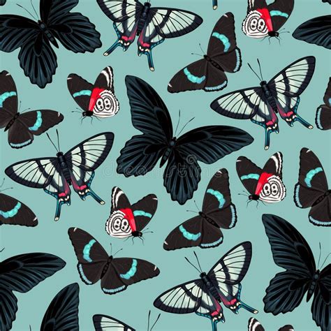 vector pattern with high detailed tropic butterfly stock vector