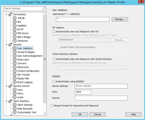 Configuring User Validation In The Netsupport Manager Client Configuration Netsupport