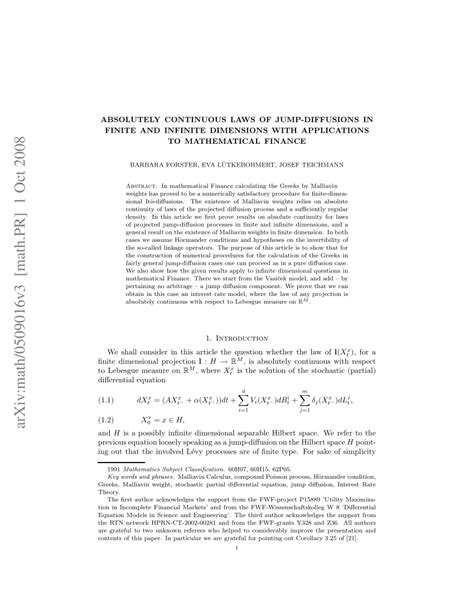 pdf absolutely continuous laws of jump diffusions in finite and infinite dimensions with