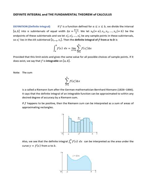 definite integral and the fundamental theorem of calculus pdf