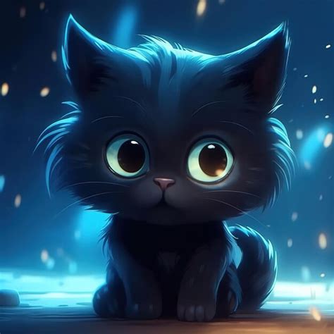El Lindo Dibujo Animado Del Gato Negro Foto Premium