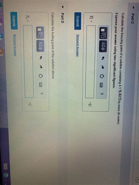 Solved Part C Calculate The Freezing Point Of A Solution Chegg