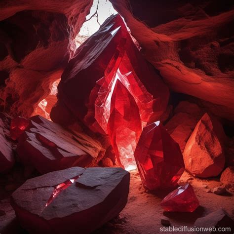 Crystals Red Energy Transforming Cave Stable Diffusion Online