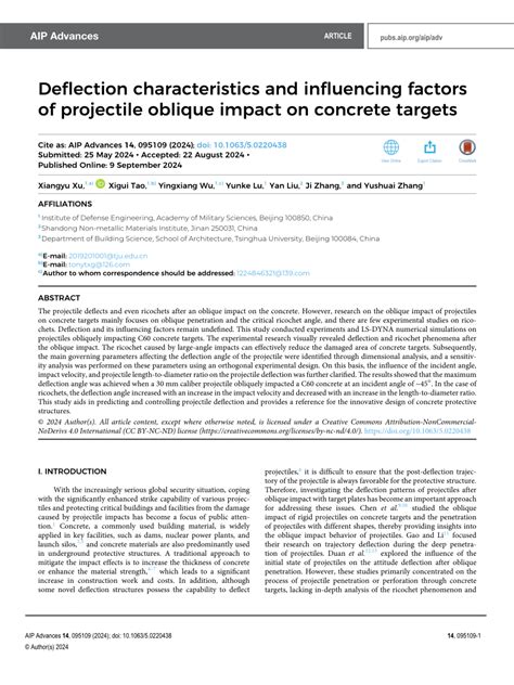 Pdf Deflection Characteristics And Influencing Factors Of Projectile Oblique Impact On