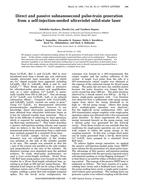 Pdf Direct And Passive Subnanosecond Pulse Train Generation From A
