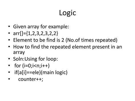 Frequency Count Of The Element In An Array Ppt