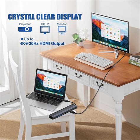 LUOM USB Hub 7 In 1 USB To 1Gbps LAN Network HUB With 4K HDMI 2 USB3 0 SD TF Card Readers