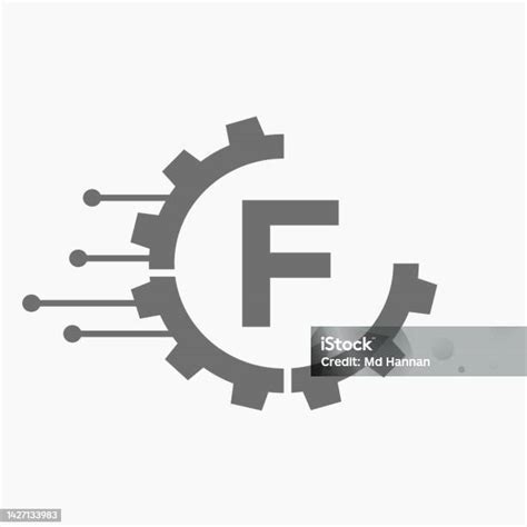 Cog 기어 로고 기술 기호 편지 F 벡터 템플릿에 개념에 대한 스톡 벡터 아트 및 기타 이미지 개념 공학 기계 부분