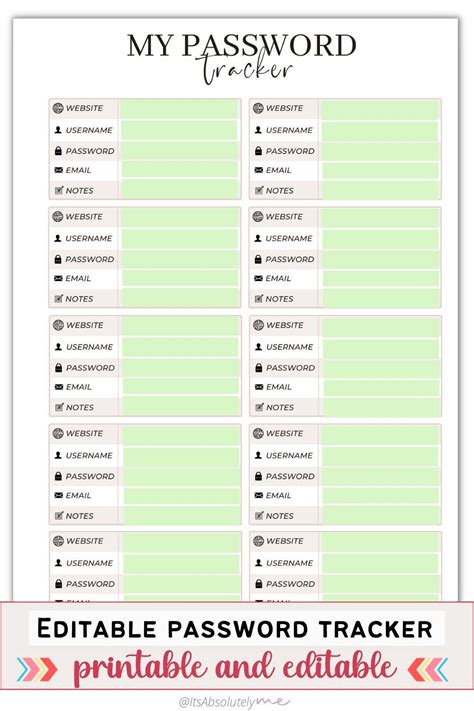 Password Tracker Digital Password Tracker Password Tracker Printable Password Log Password