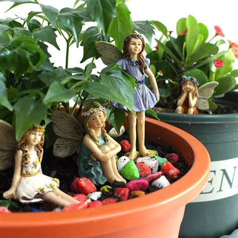 6x Flower Fairies Figure Miniature Garden Resin Ornaments Statue