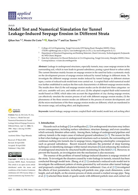 Pdf Model Test And Numerical Simulation For Tunnel Leakage Induced Seepage Erosion In