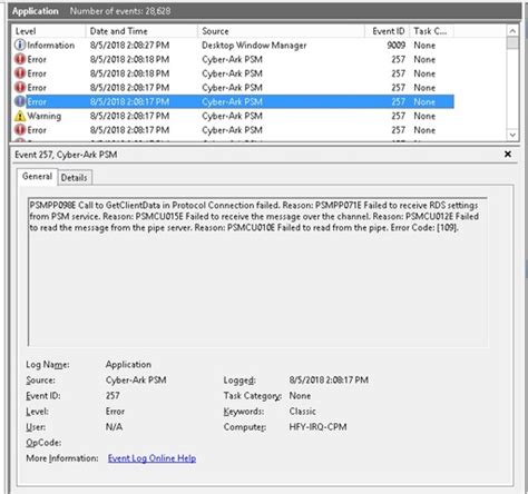 Error Logs On The Pas Psm Server