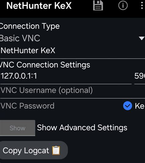NetHunter KeX Connection Type Basic VNC StudyX