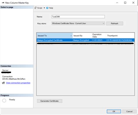 setting up always encrypted matthew mcfen data